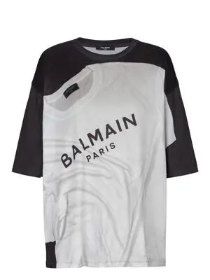 Balmain T-shirt With Optical Illusion Print - Black