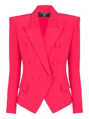 Balmain Fitted Crepe Jacket With Gold Buttons - Pink