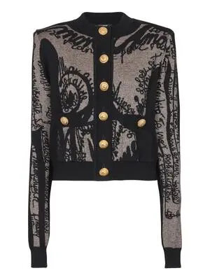 Balmain Jacquard Knit Cardigan - Black