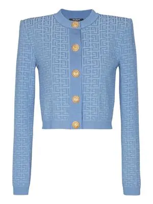 Balmain Pb Labyrinth Knit Cardigan - Blue