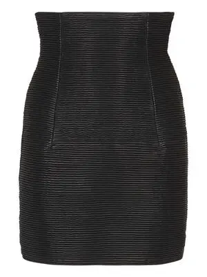 Balmain High-waist Lambskin Leather Mini Skirt - Black