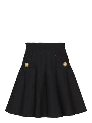 Balmain Flared Knit Mini Skirt - Black