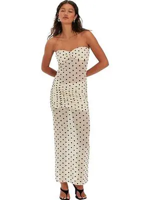 OWNLEY Vanessa Maxi Dress - Cream Polka
