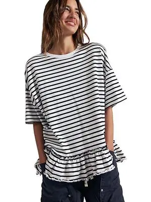 Free People We The Free Striped T-shirt - Black/white Combo