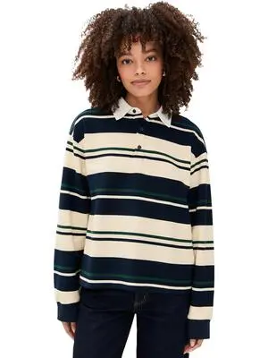 MOTHER Preppy Jersey Lioness Tee - Midnight Stripe