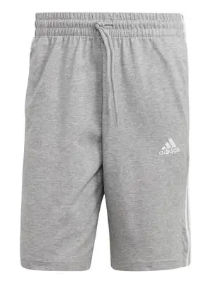 Adidas Essentials Single Jersey 3-stripes Shorts - Medium Grey Heather / White
