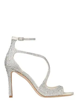 JIMMY CHOO Aziz 95 Crystal-embellished Heeled Sandals - Ivory/crystal