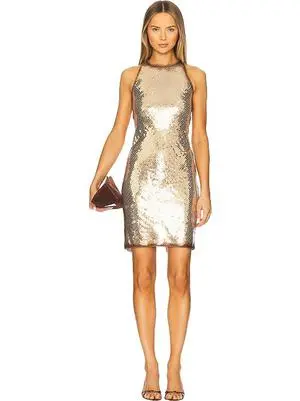 Attico Sleeveless Mini Dress In Metallic - Gold