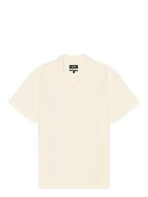 A.p.c. Chemisette Roy Short Sleeve Shirt In Cream - Ecru