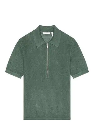 Helmut Lang Short Sleeve Zip Polo In Green - Blue Green