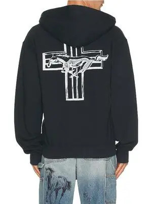 ONE OF THESE DAYS Mustang Cross Zip Up Hoodie - Washed Black