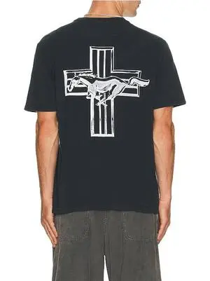 ONE OF THESE DAYS Mustang Cross Tee In Black - Hard Washed Black