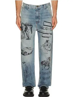 ONE OF THESE DAYS All Over Print Painters Pant - Indigo