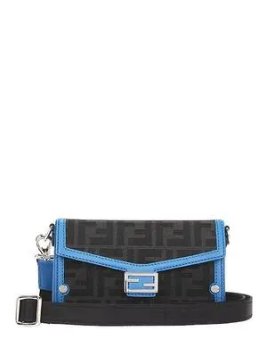 FWRD RENEW Fendi Zucca Baguette Soft Trunk Phone Pouch - Blue