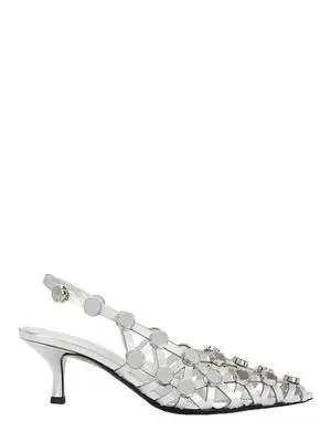 Attico Grid 50mm Slingback - Silver