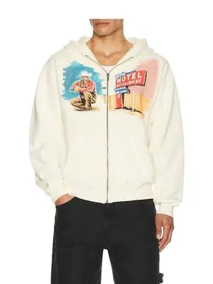 ONE OF THESE DAYS Mornings First Remark Zip Up Hoodie - Bone