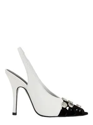 Attico Fiona 105mm Slingback - White & Black