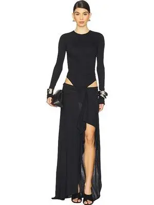 Attico Long Sleeve Gown - Black