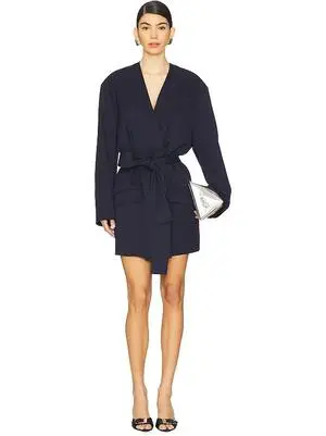 Attico Long Coat - Navy Blue