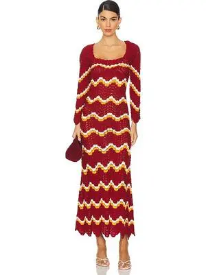 Escvdo Sumac Maxi Dress - Burgundy & Orange