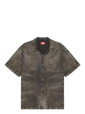 DIESEL D-nabil Shirt In Black - Black & Denim