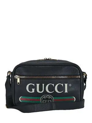 FWRD RENEW Gucci Logo Messenger Bag - Black