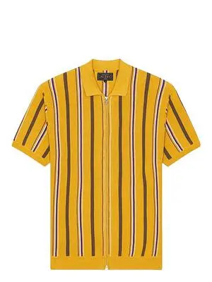 BEAMS Zip Knit Stripe - Mustard