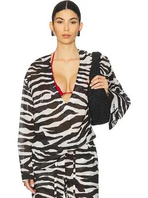 Attico Zebra Printed Top - White & Black