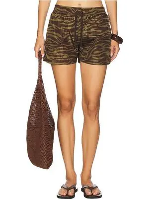 Attico Zebra Printed Short - Dark Green & Dark Brown