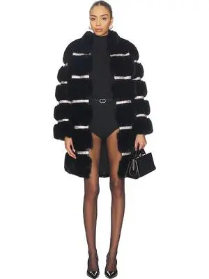 Adrienne Landau Diamond Luxe Coat - Jet Black