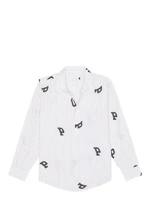 POP TRADING COMPANY Letters Striped Pop Shirt In White - White Linen