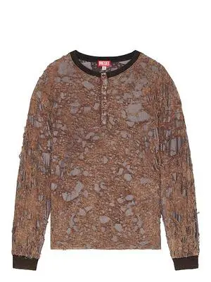 DIESEL® T-overt Long Sleeve Tee In Brown - Coffee