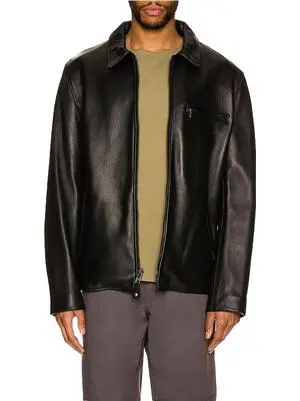 SCHOTT Collared Lamb Leather Jacket - Black