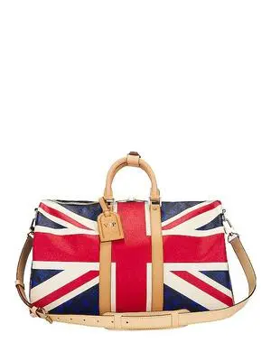 FWRD RENEW Louis Vuitton Union Jack Royal Wedding Keepall Bandouliere 45 Handbag - Blue & Red