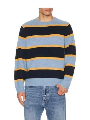 Guest In Residence Stripe Crew Neck Sweater - Heather Blue Combo