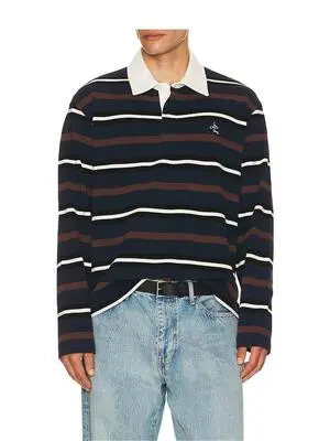LE PÃ¨RE Le Pere Long Sleeve Rugger In Blue - Soulier Stripe