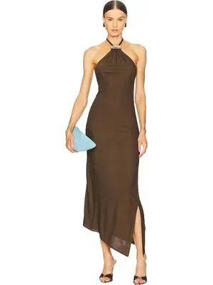 Attico Halter Neck Gown - Military Green