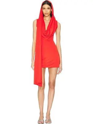 SID NEIGUM Cape Cowl Mini Dress - Red