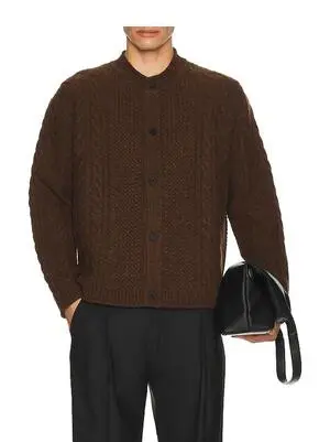 LE17SEPTEMBRE Twisted Round Neck Cardigan - Dark Brown