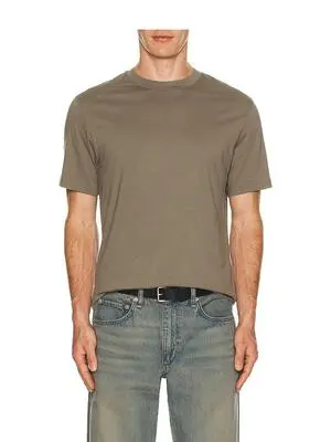 FRAME Short Sleeve Light Cotton Tee In Green - Smokey Green