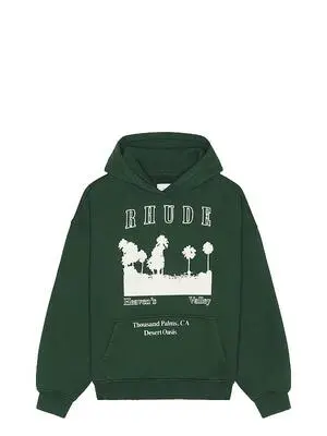 Rhude Thousand Palms Hoodie - Vintage Forest Green & White