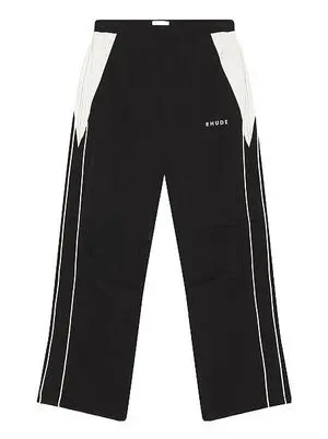 Rhude Ramona Piping Track Pant In Black - Black & White