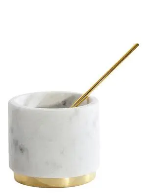 HAWKINS NEW YORK Simple Marble And Brass Sugar Pinch Pot - White