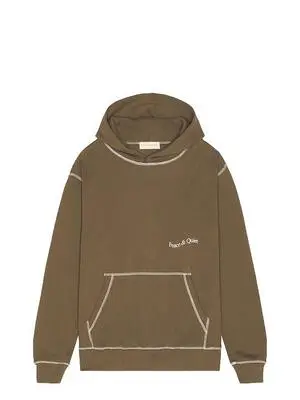 MUSEUM OF PEACE & QUIET Wordmark Reverse Stitched Hoodie - Brown