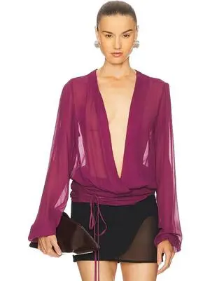 Attico Deep V Blouse - Plum