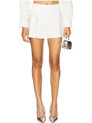 AREA Crystal Rosette Poplin Skort - Off White