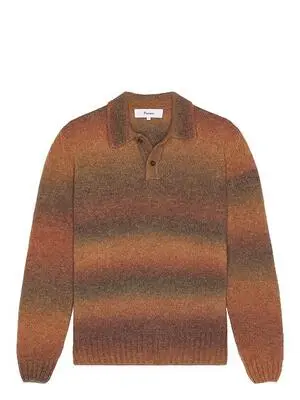 PALMES Alpaca Long Sleeve Knit Polo - Brown
