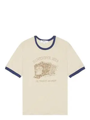 PALMES Remember Ringer T-shirt In White - Broken White