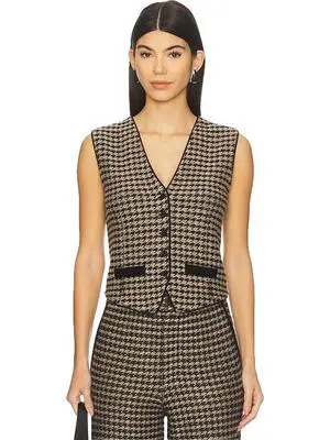 Guest In Residence Houndstooth Tailored Vest - Black & Dune