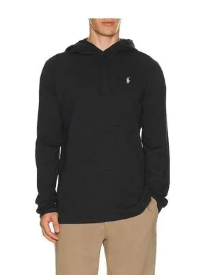 Polo Ralph Lauren Long Sleeve Hooded T-shirt In Grey - Black Marl Heather